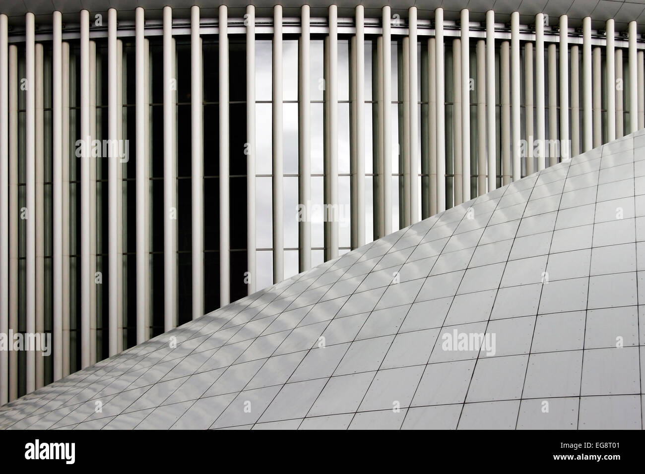 Closeup of contemporary office / commercial building. Decorative hi ...