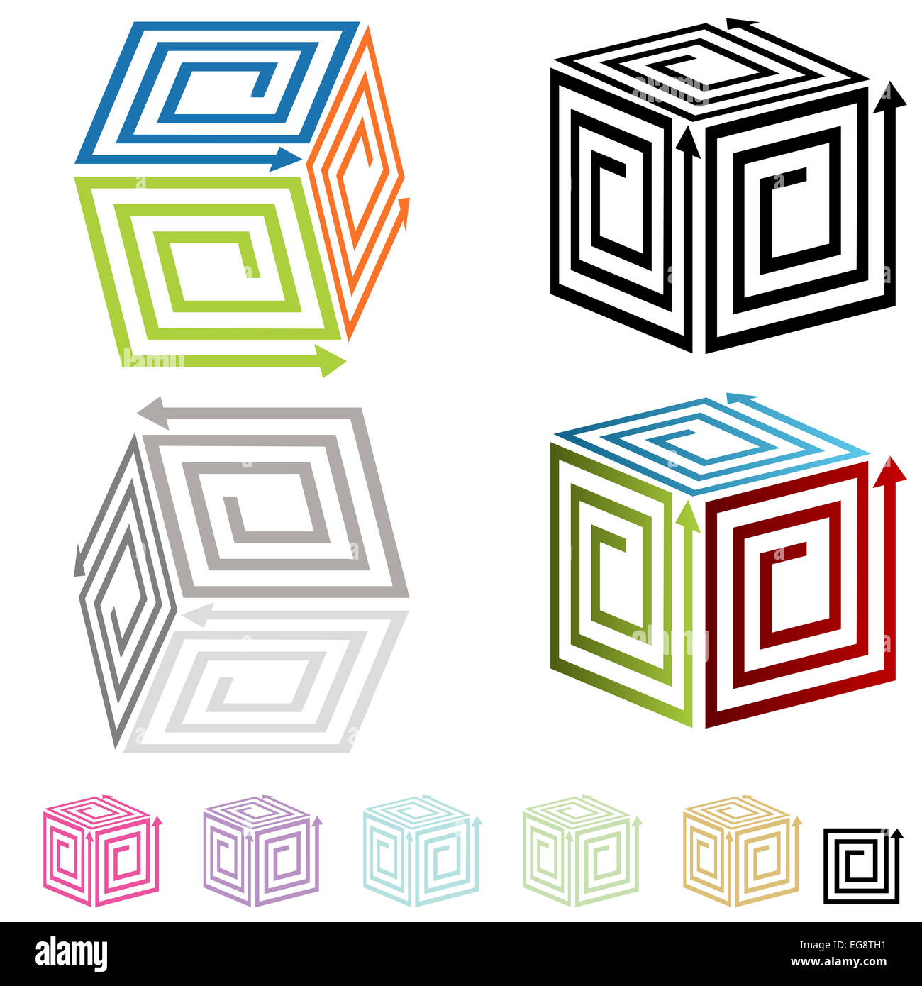 An image of 3d spiral arrow boxes Stock Photo - Alamy