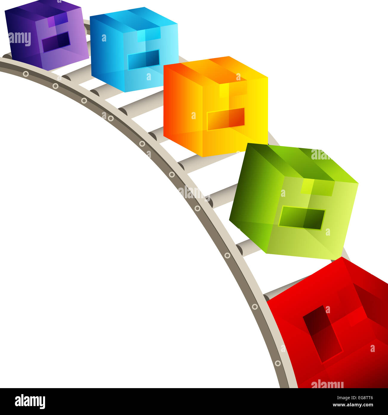 An image of a 3d cube conveyor belt Stock Photo - Alamy