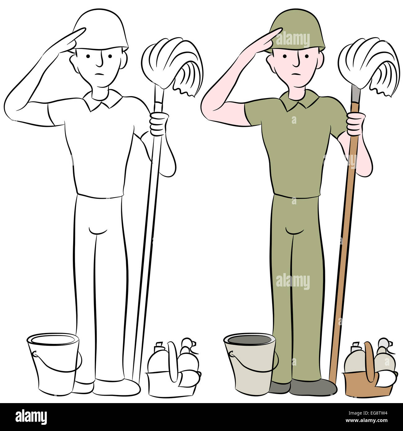 An image of a housecleaning army man saluting Stock Photo - Alamy