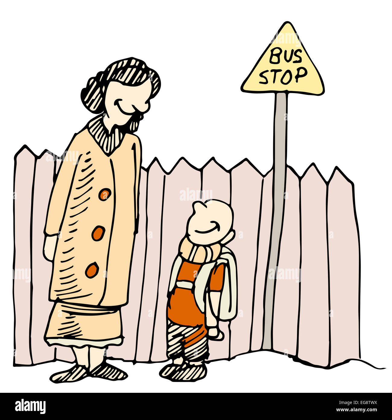 Illustration student standing bus stop hi-res stock photography and ...