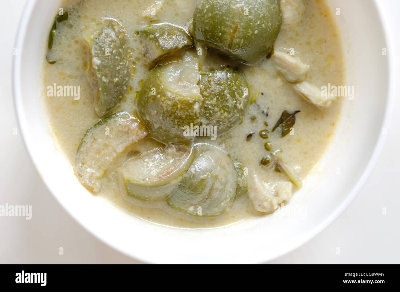 top view green chicken curry in bowl Stock Photo - Alamy