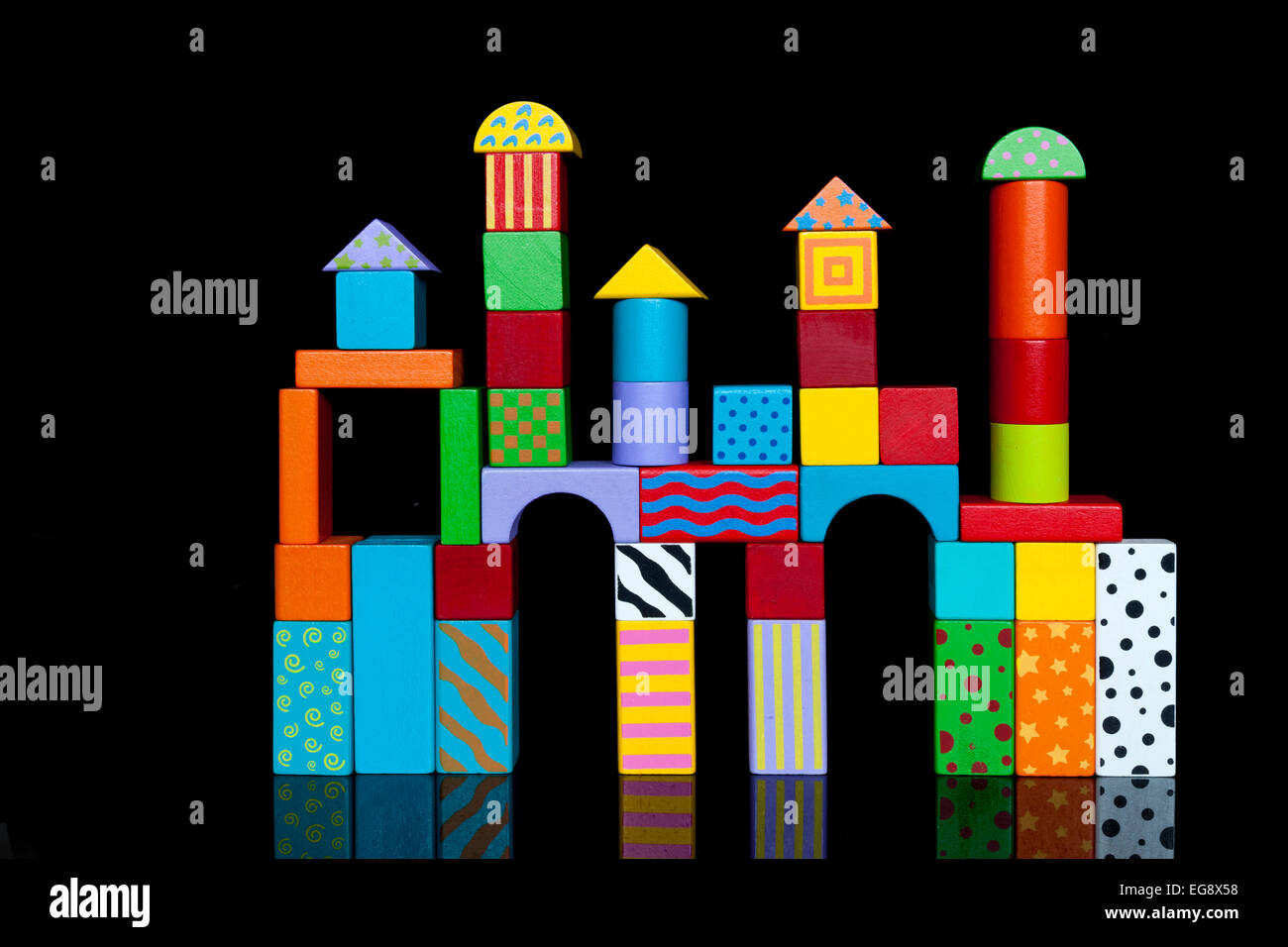 Construction blocks over black backround Stock Photo - Alamy