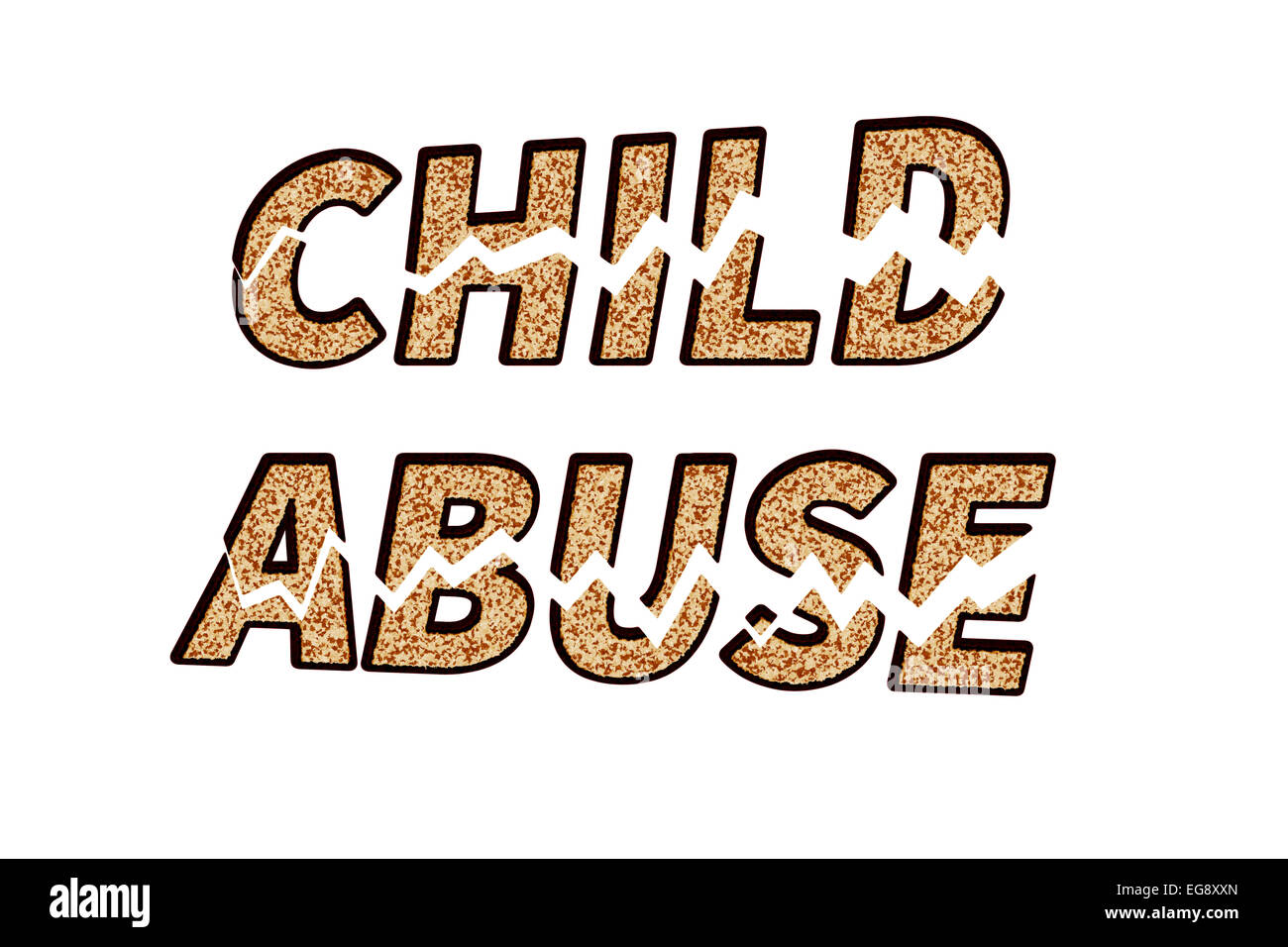 Child abuse text broken in pieces, on white background - concept of ...