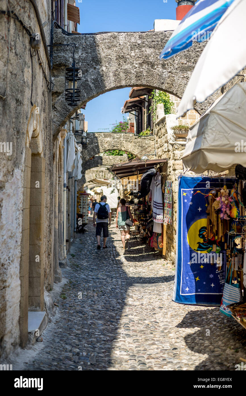 Medieval street Old City of Rhodes Rodos Dodecanese Stock Photo - Alamy