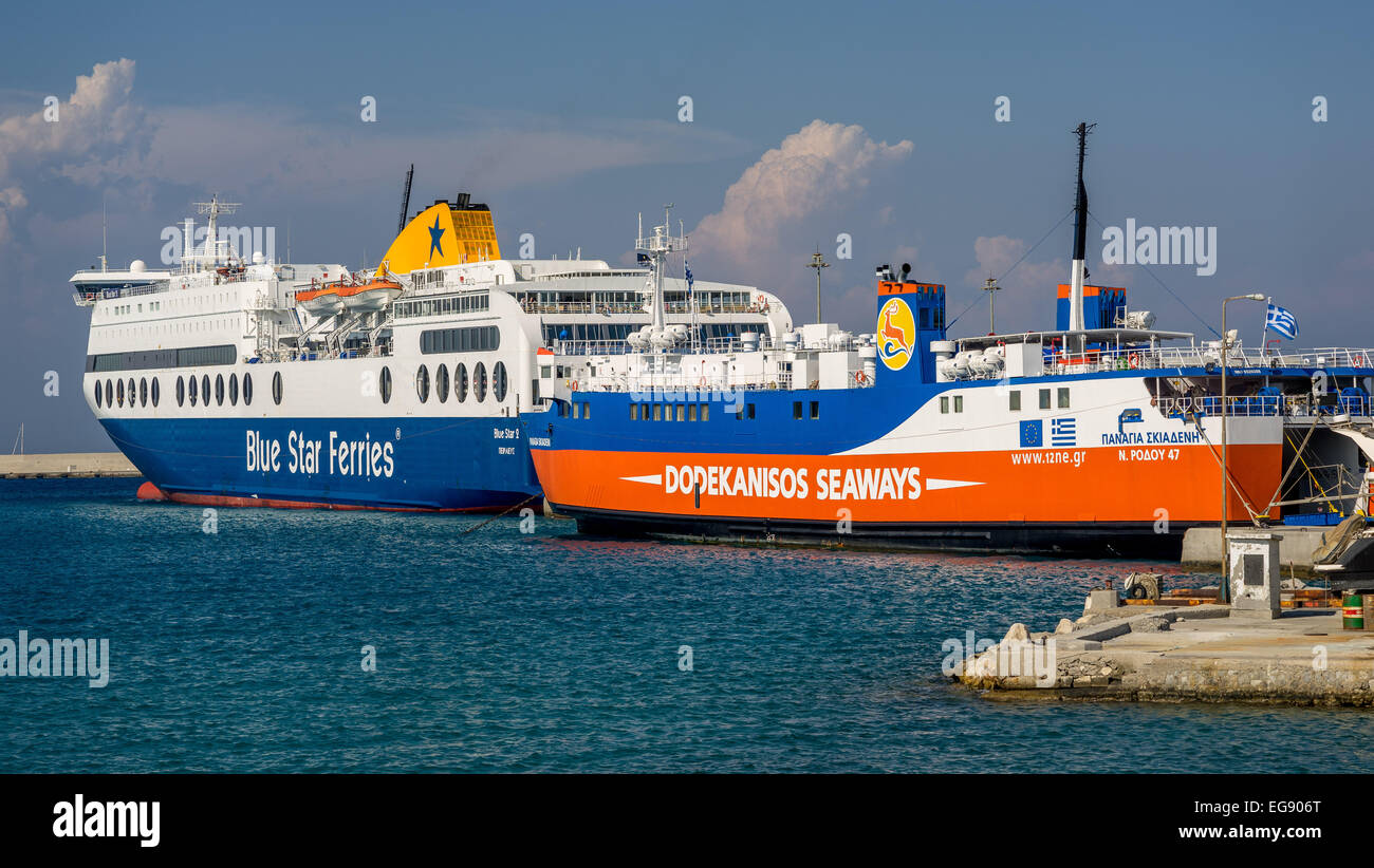 Ferryboats Port of Rhodes Rodos Stock Photo - Alamy