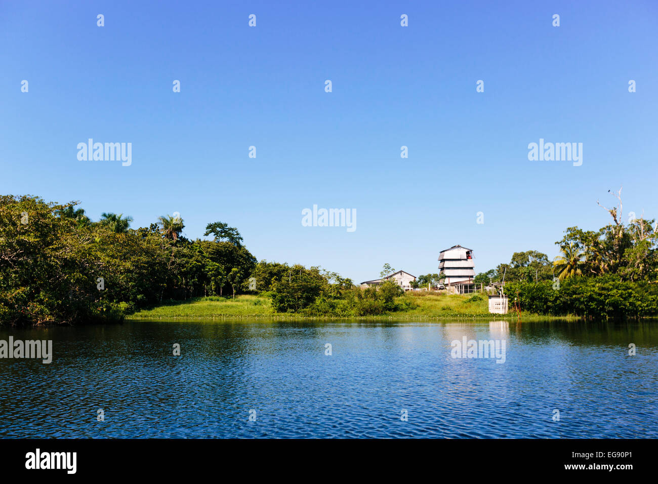 Rum factory on New River, Lamanai, Orange Walk County, Belize, Central ...