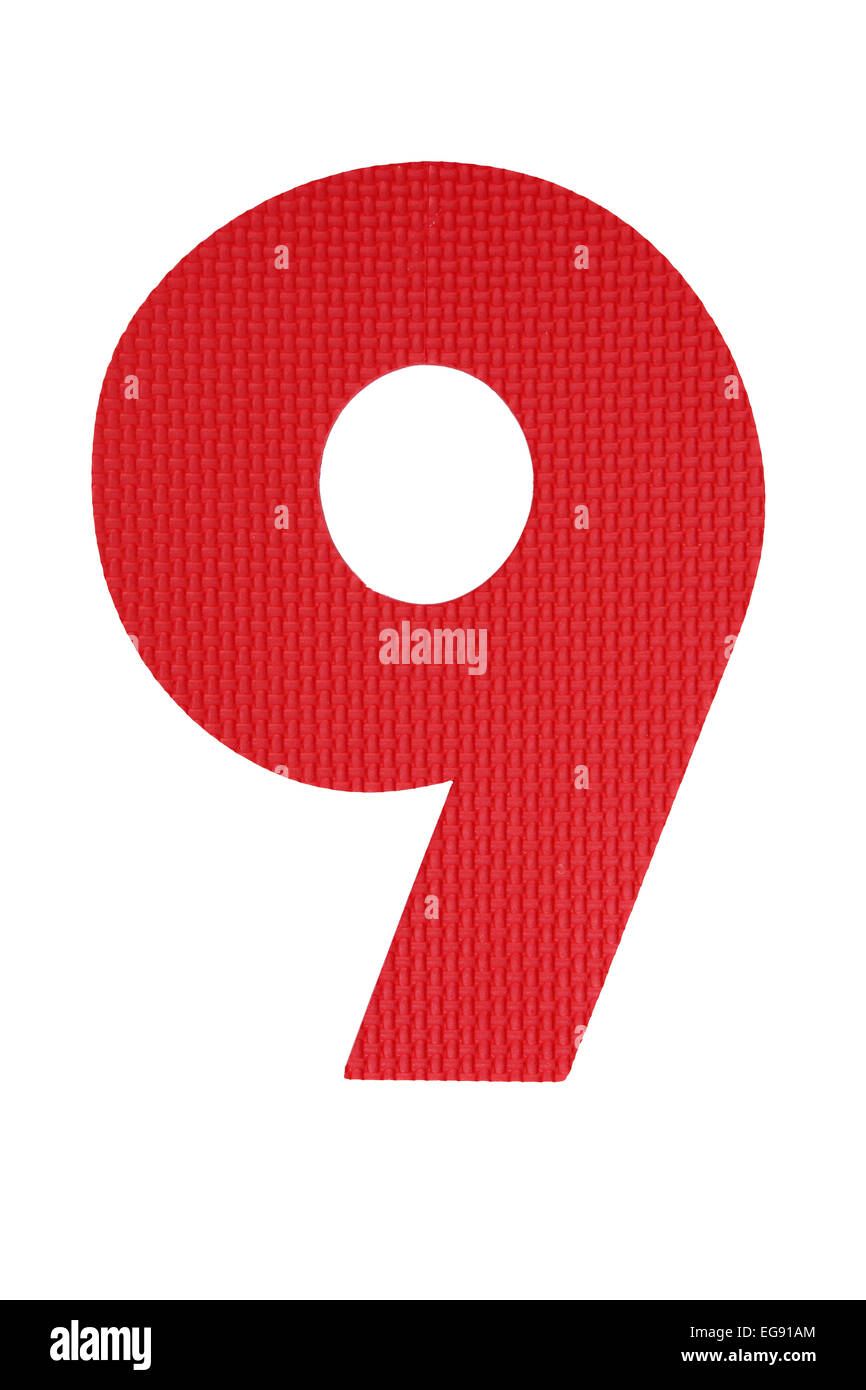 9 number digit nine isolated on white background Stock Photo - Alamy