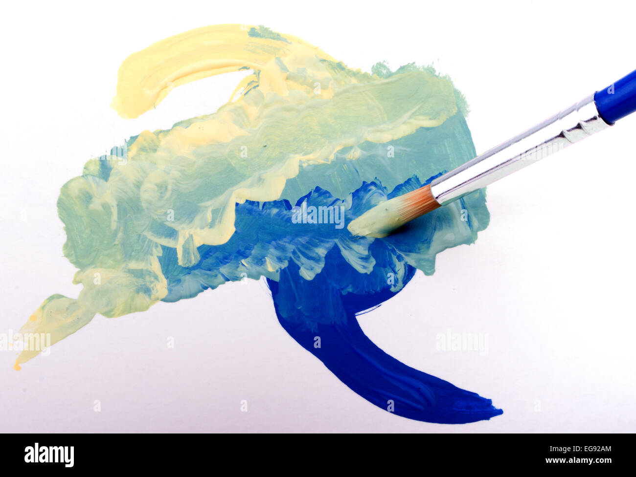 Blue and yellow paint mix hi-res stock photography and images - Alamy