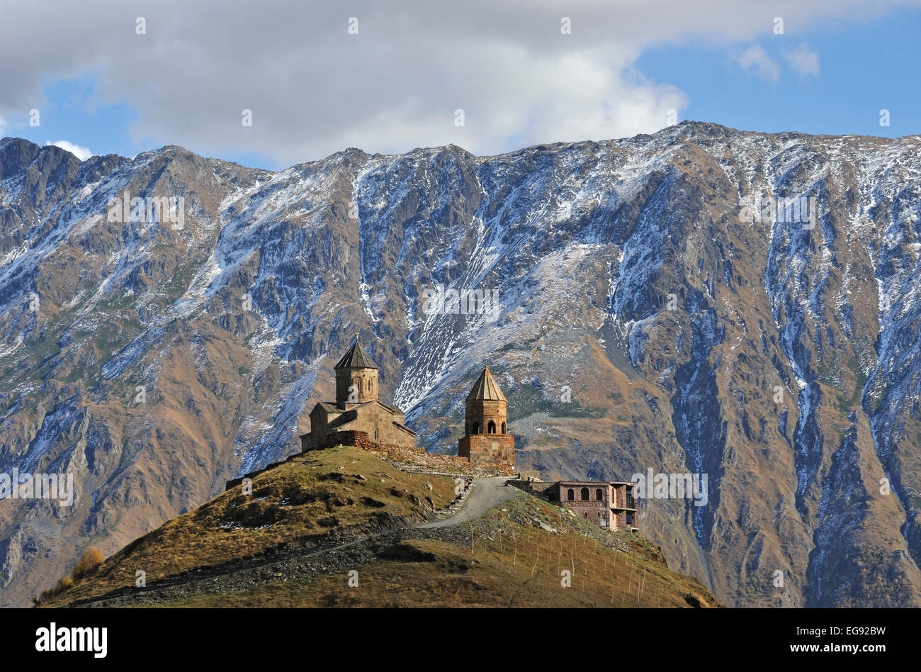 Gergeti Trinity Church (Tsminda Sameba), near Kazbegi, Caucasus ...