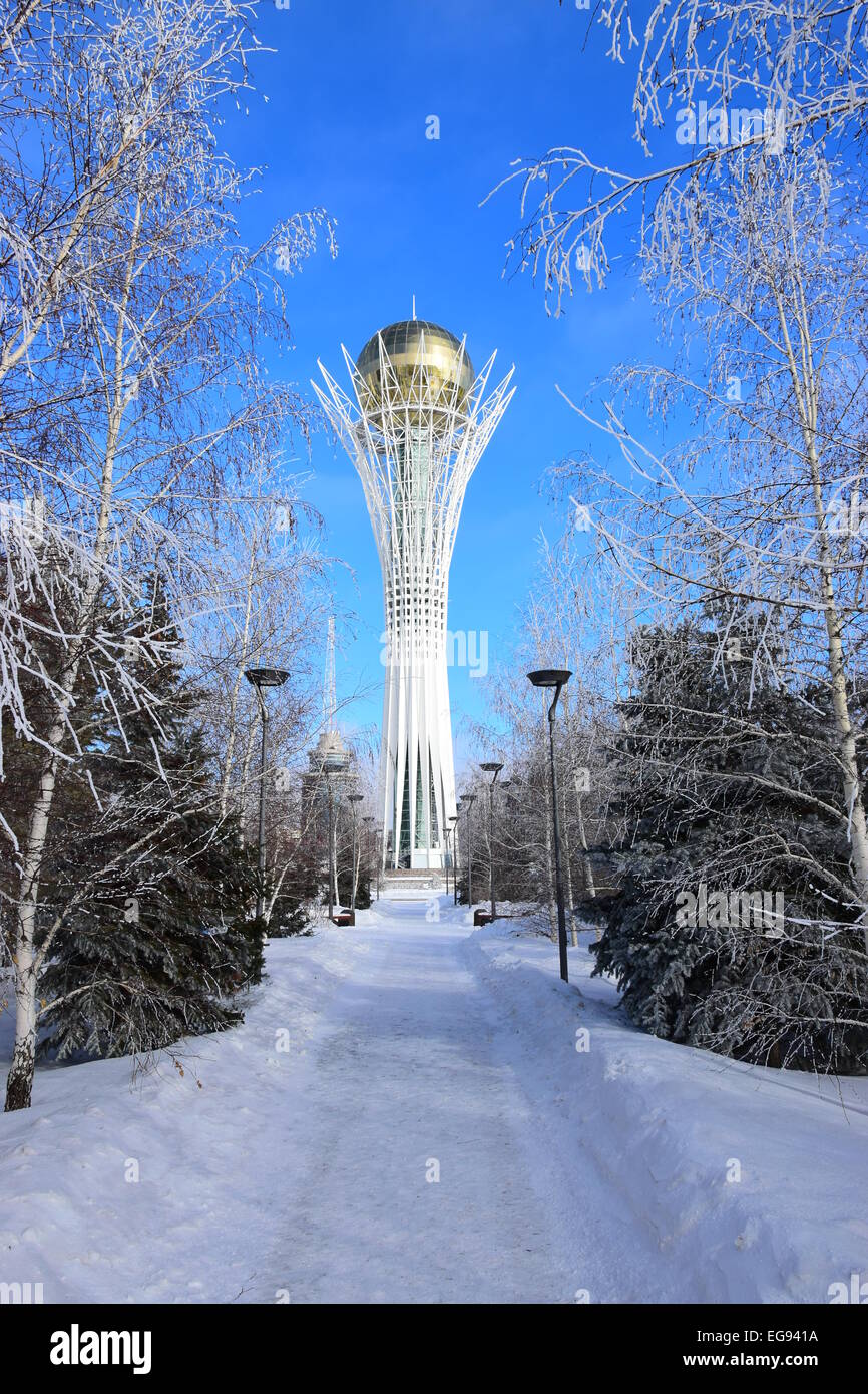 The BAITEREK tower in Astana, Kazakhstan, in winter Stock Photo - Alamy