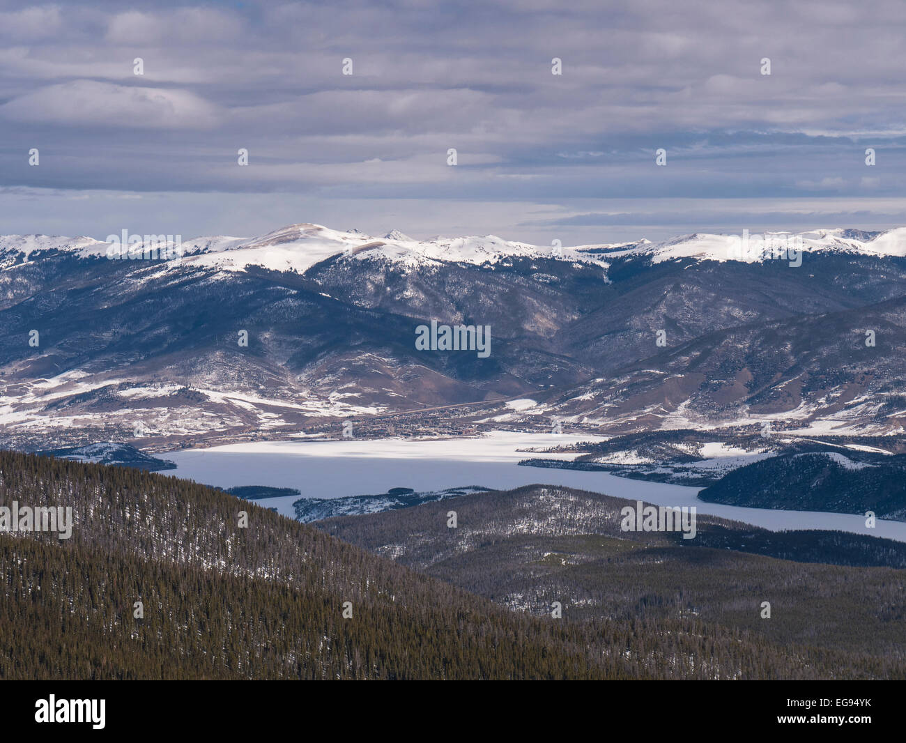 Dillon Reservoir as seen from the top of the Kensho Super Chair, Peak 6 ...