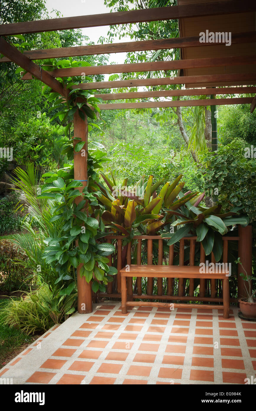 panoramic view of nice summer terrace in tropic environment Stock Photo ...