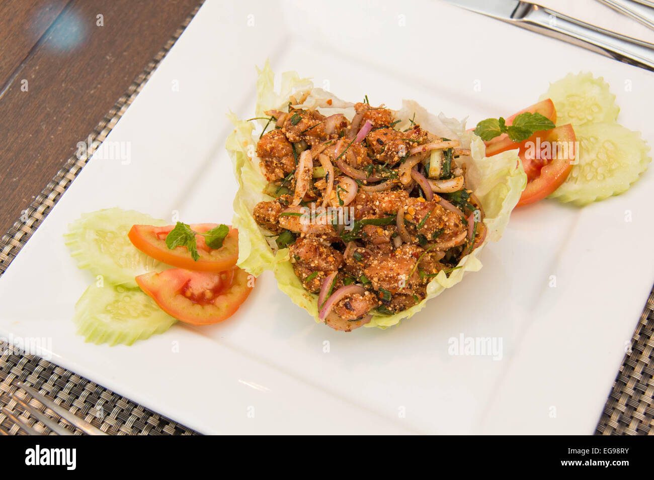 Larb salad thai cuisine hi-res stock photography and images - Alamy