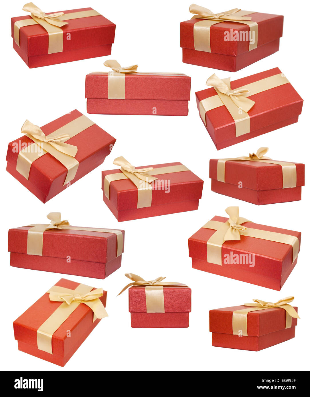 twelve gift boxes isolated on white background Stock Photo - Alamy