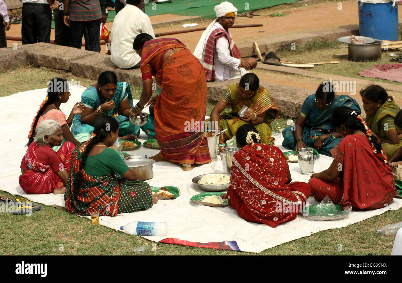 Indian Hindus eat the bonam during Bonalu festival for goddess in ...