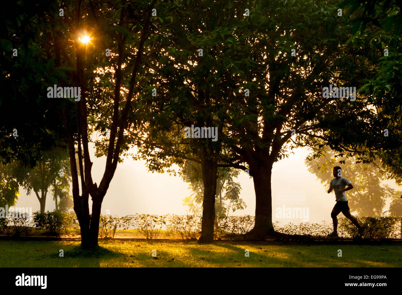 A young badminton athlete running during a training session at Jaya ...