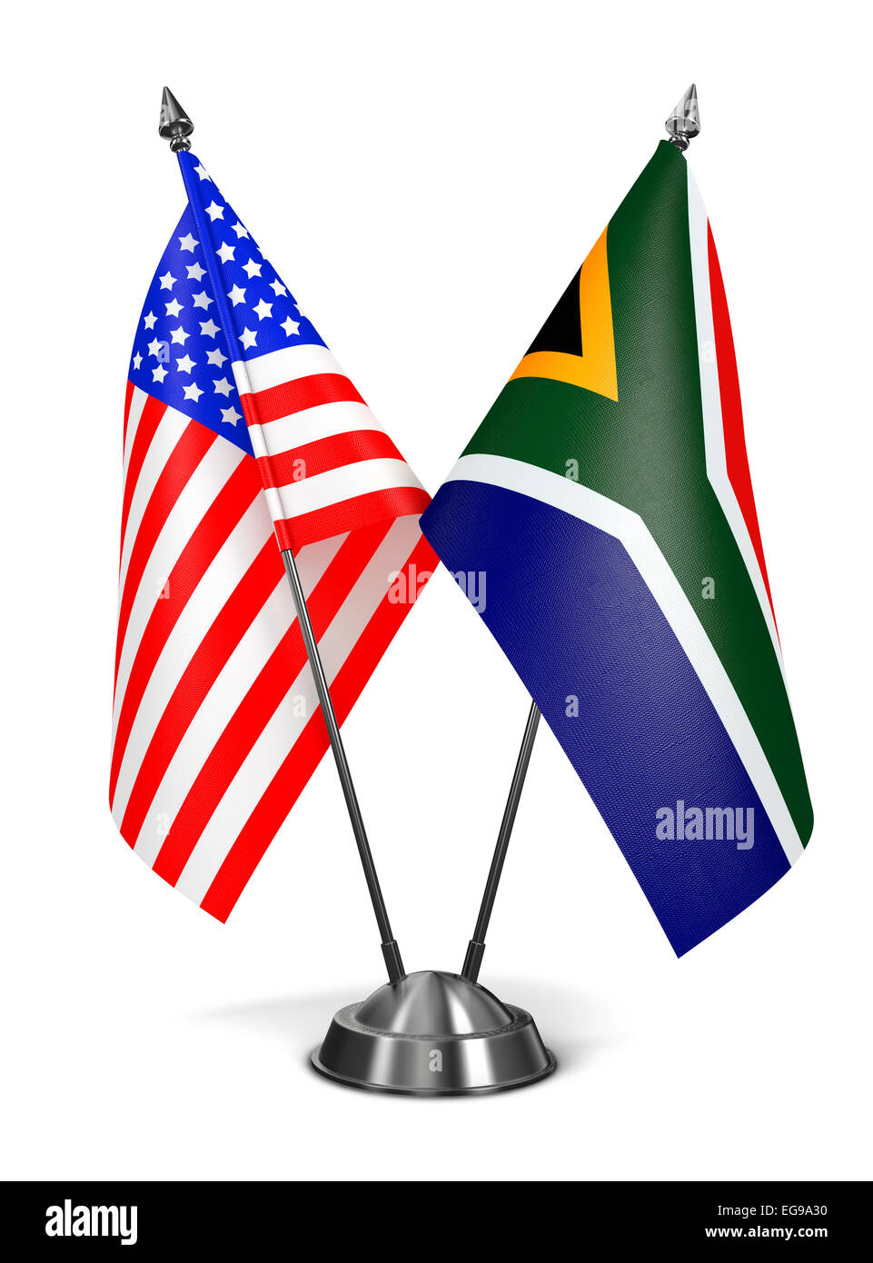 USA and South Africa - Miniature Flags Isolated on White Background ...