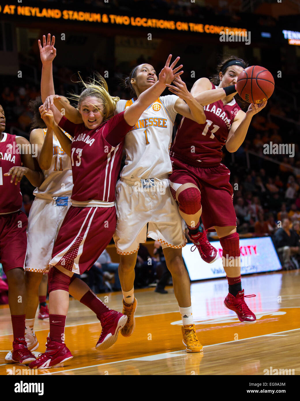 February 19, 2015: Nia Moore #1 of the Tennessee Lady Volunteers ...