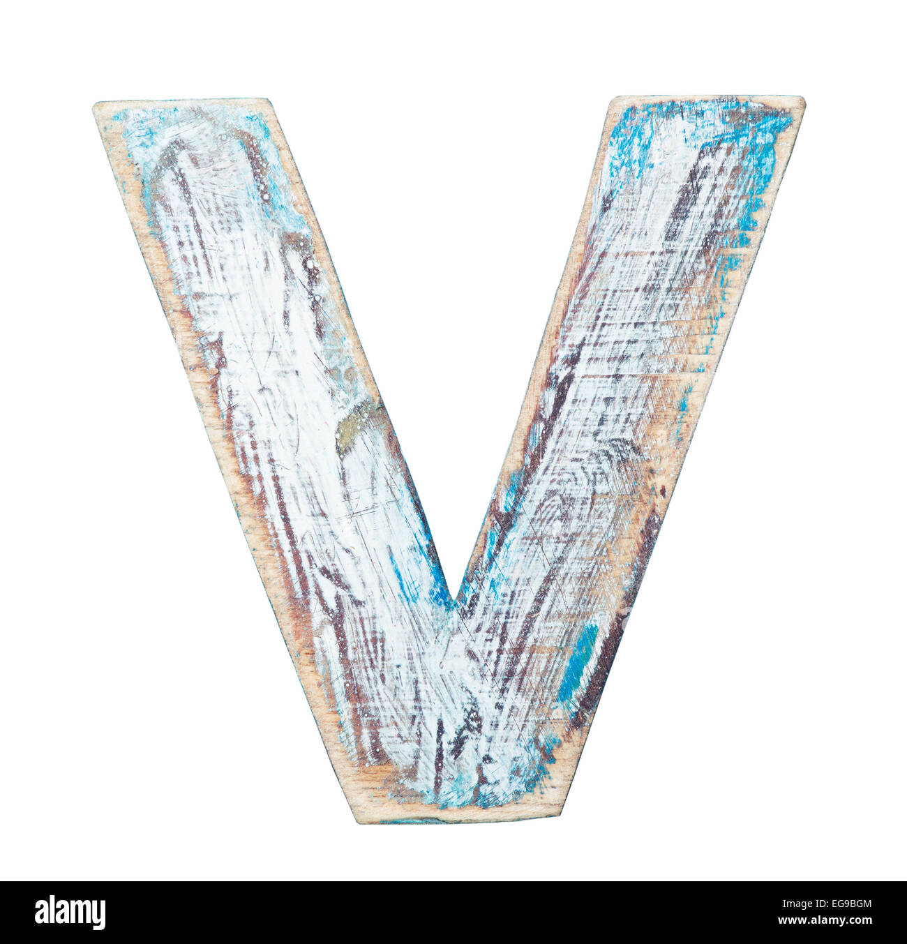 Painted on wood alphabet, letter V Stock Photo - Alamy
