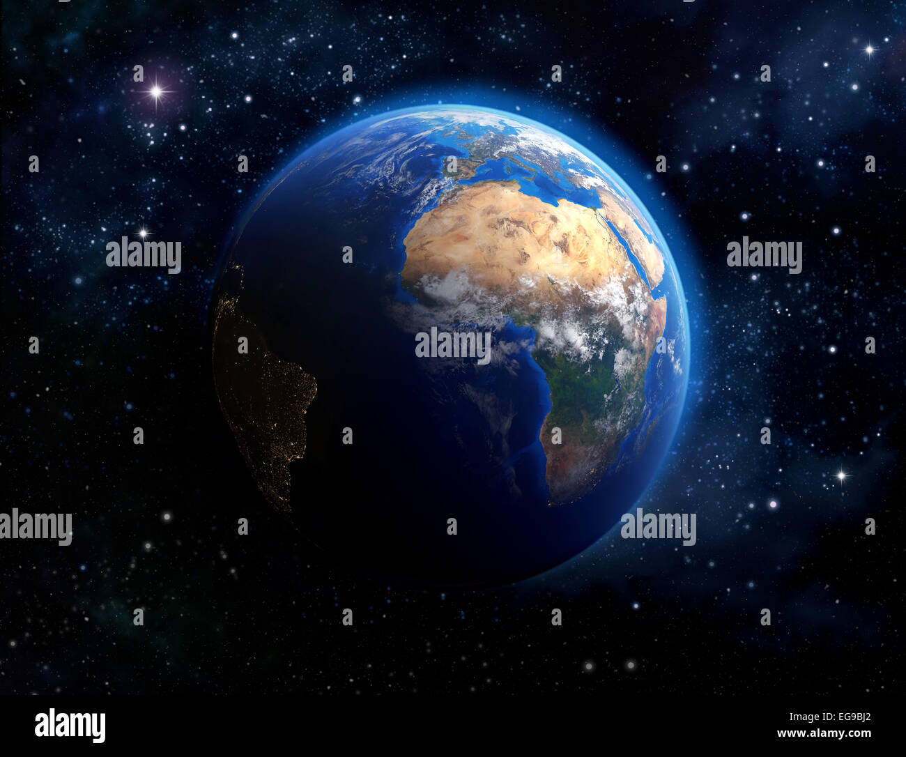 Face of the Earth. Imaginary view of planet earth in outer space ...