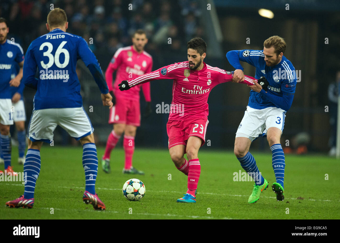 Schalk's Jan Kirchhoff and Madrid's Isco in action during the Champions ...