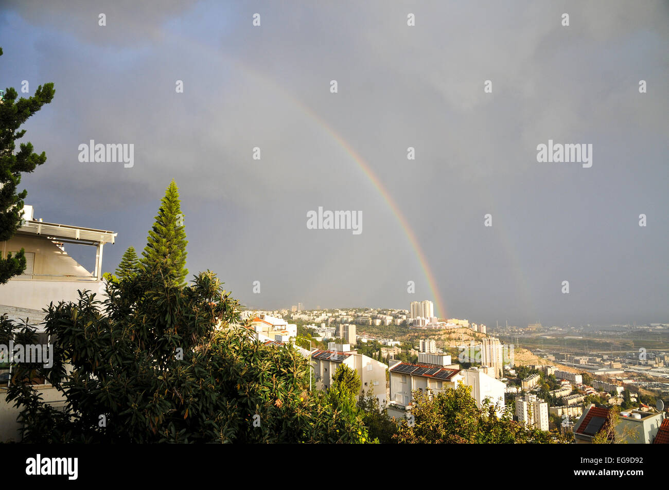 Rainbow over Haifa, Israel Stock Photo - Alamy