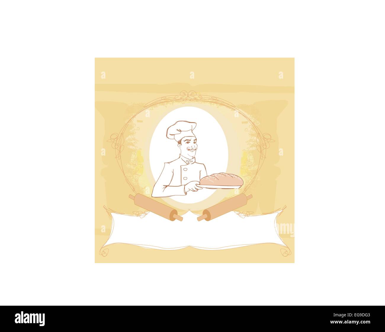 baker cartoon character presenting freshly baked bread Stock Vector ...