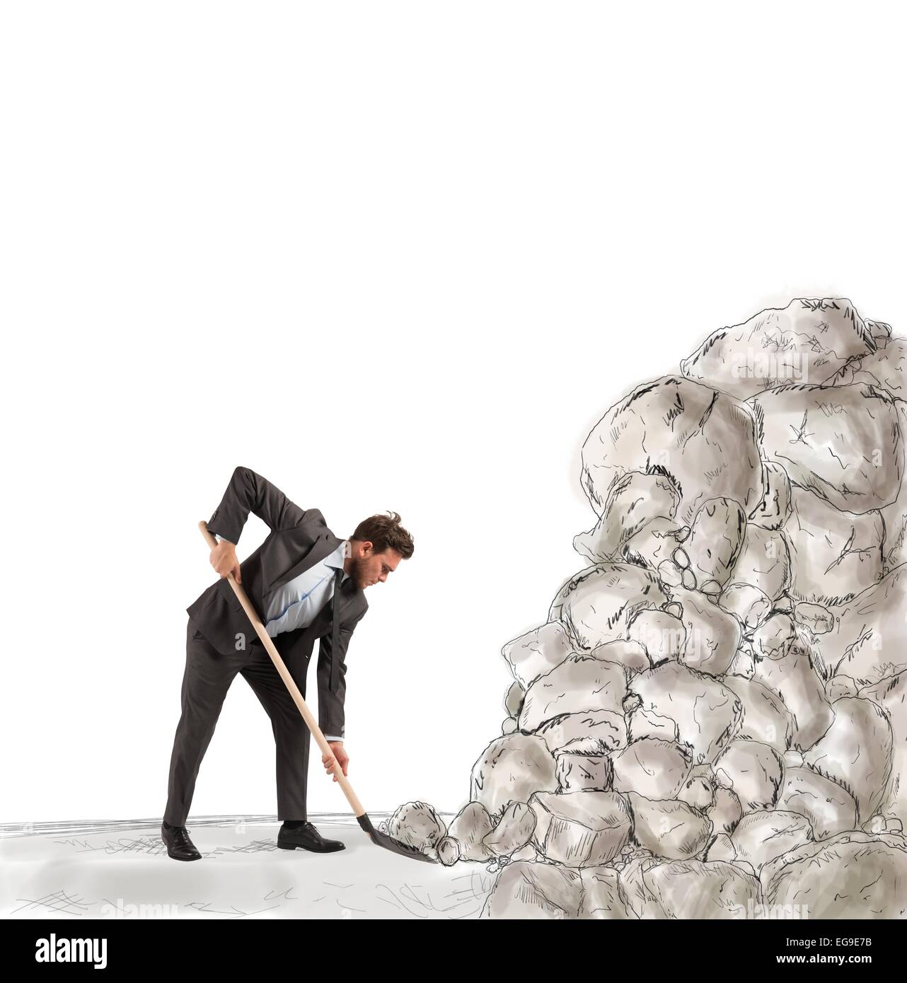 Businessman remove an obstacle Stock Photo - Alamy