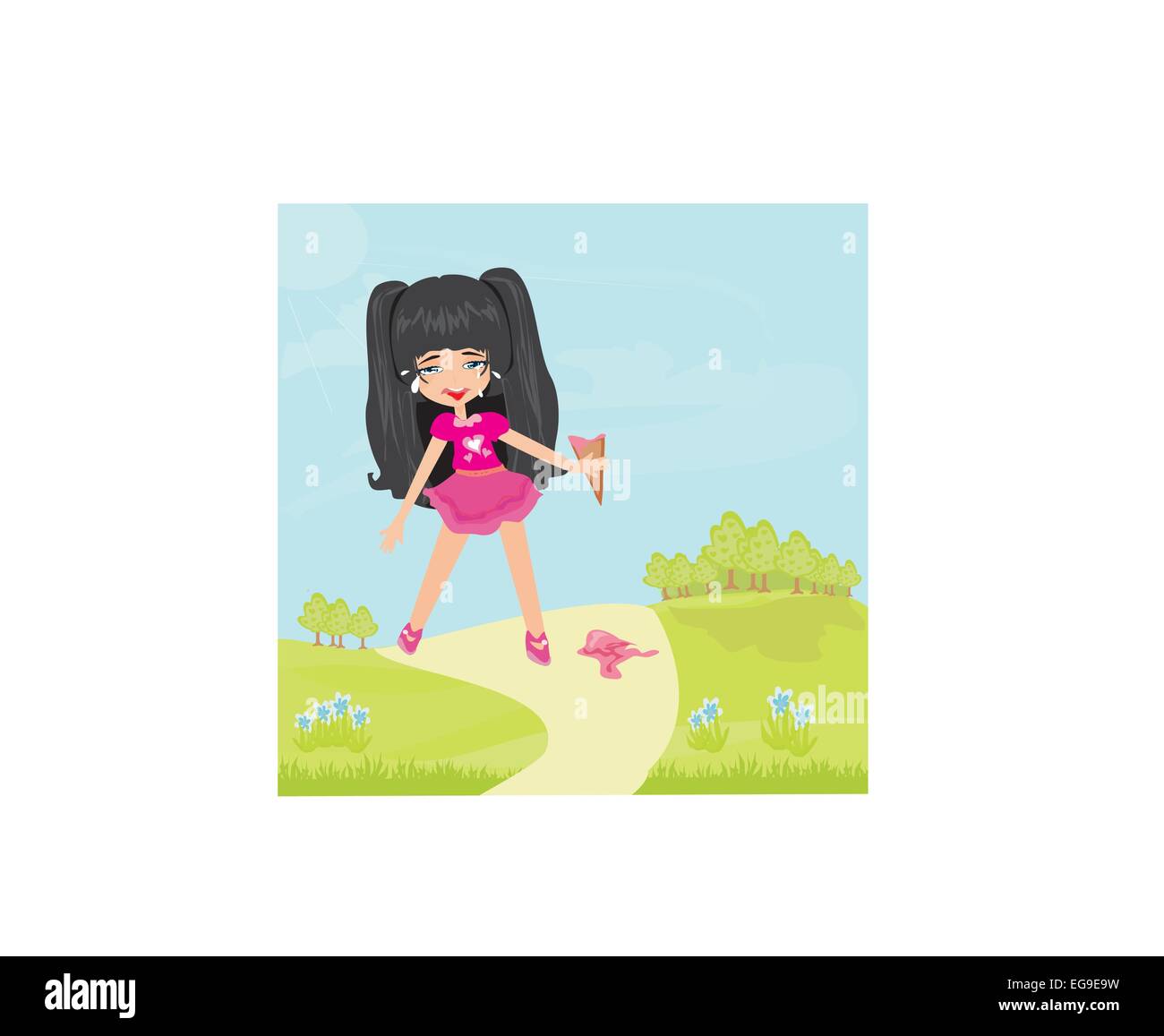 Cartoon girl crying ice cream hi-res stock photography and images - Alamy