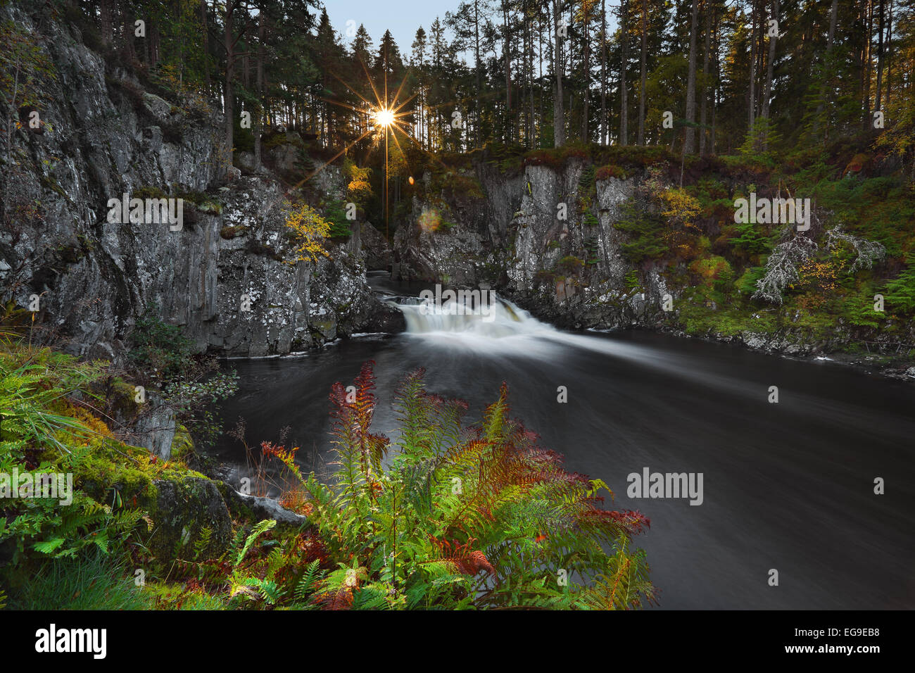 River Pattack and Pattack Falls at sunrise, Highlands, Scotland, UK ...
