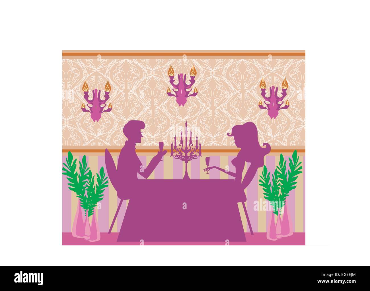Young couple in dining Stock Vector Images - Alamy