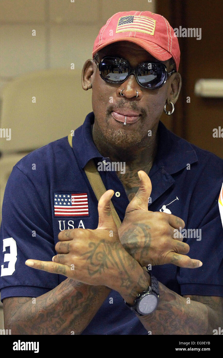 Dennis Rodman attends the Warren Henry All-Star Basketball Kids Camp ...