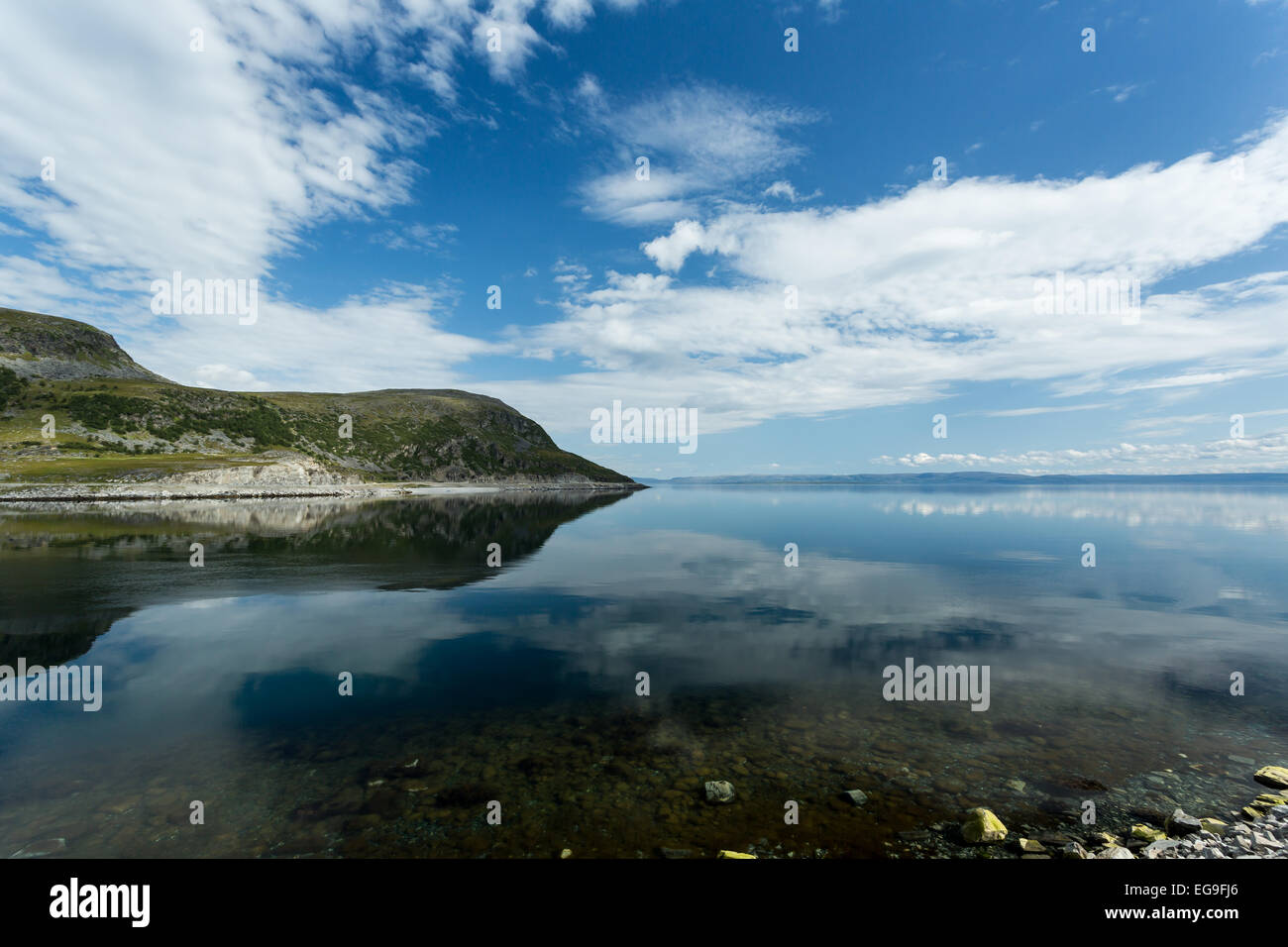 Norway, Finnmark, Norge, View of tranquil fjord Stock Photo - Alamy