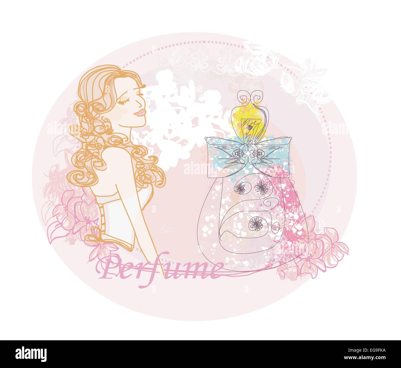 Abstract woman and bottle of perfume with a floral aroma Stock Vector ...