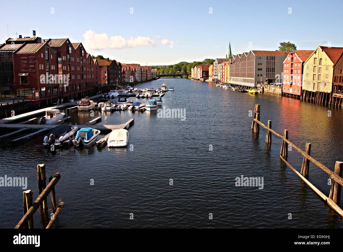 River Nidelva and cityscape, Trondheim, Sor-Trondelag, Norway Stock ...