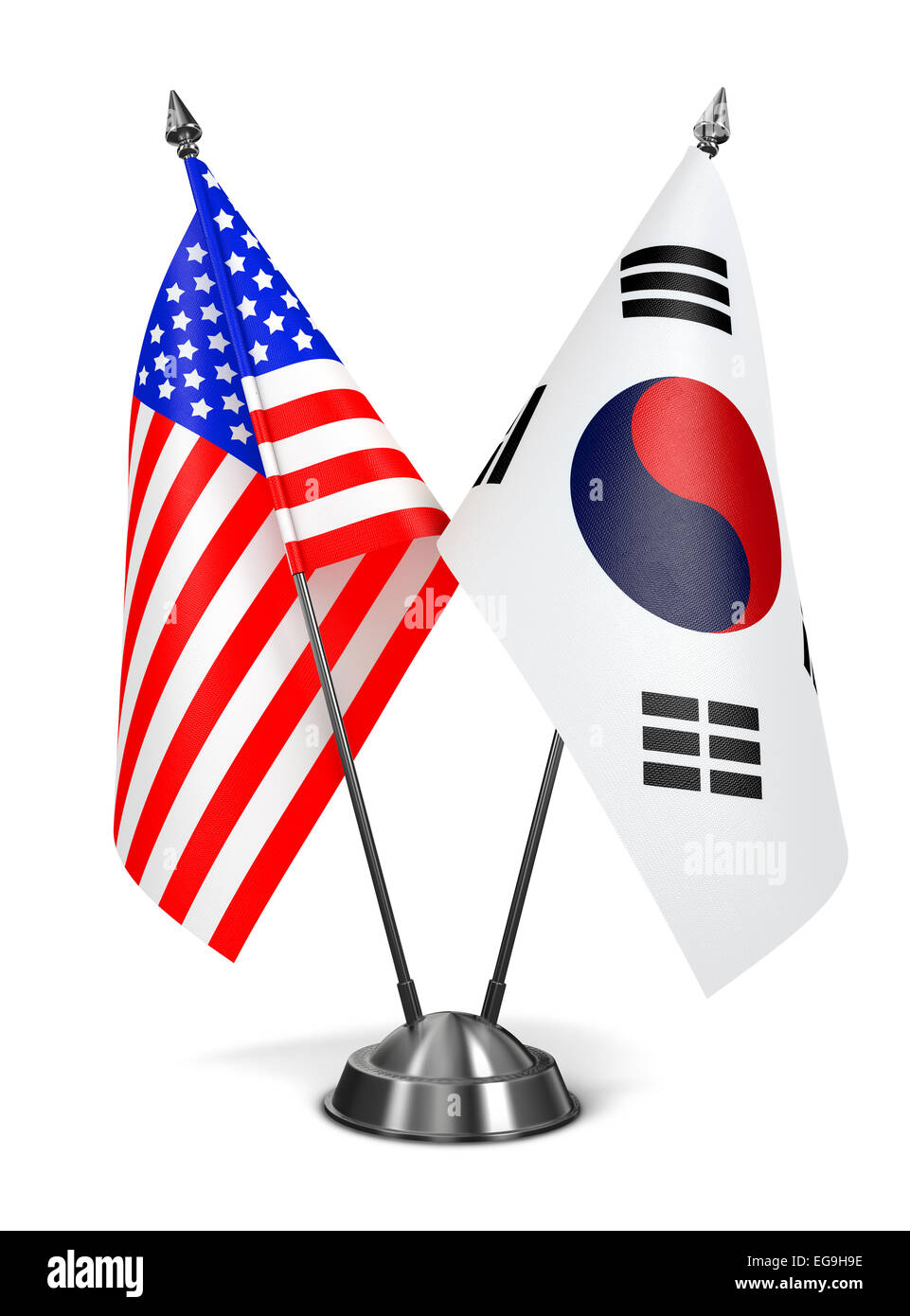 USA and South Korea - Miniature Flags Isolated on White Background ...