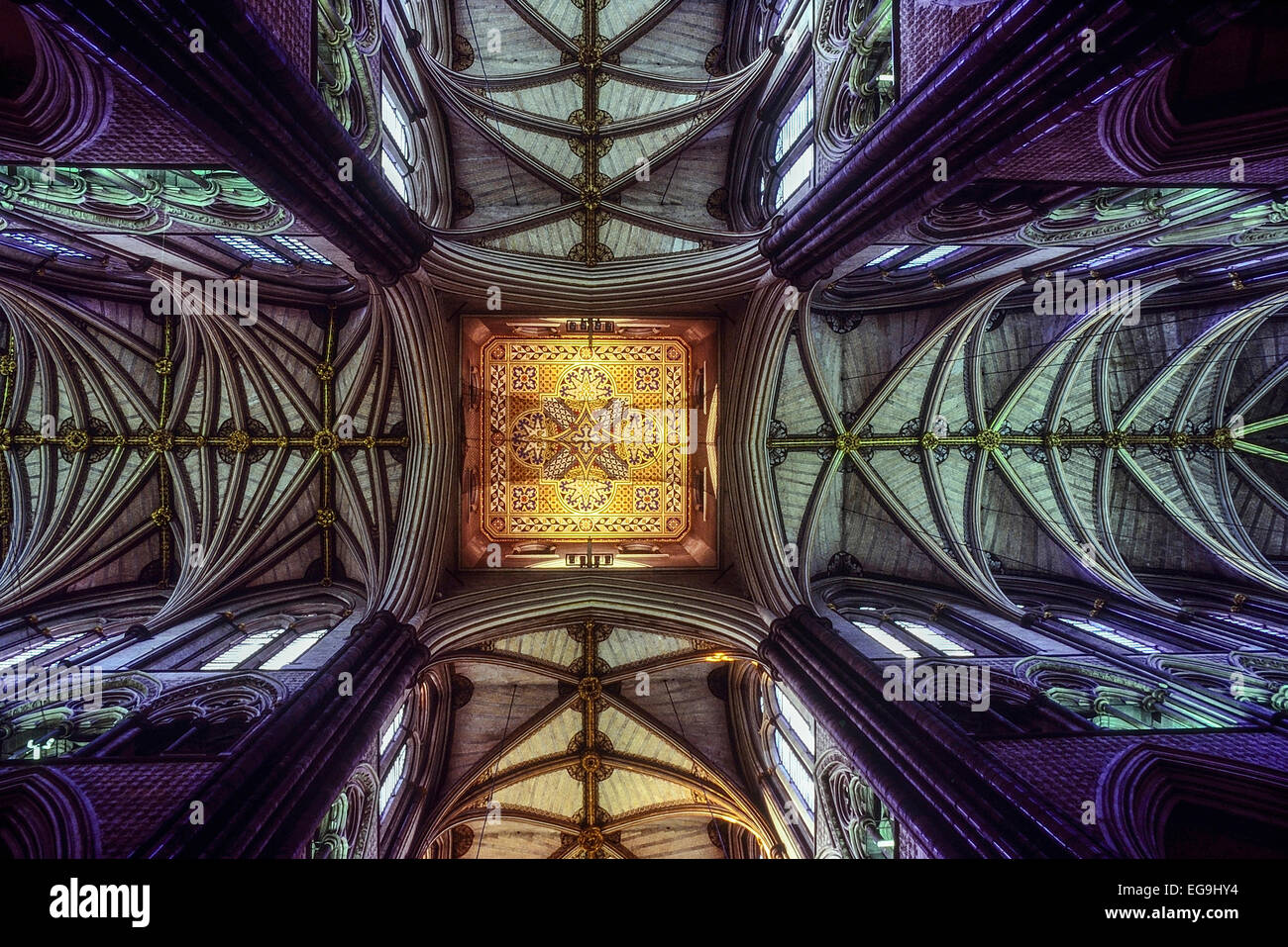 Ceiling and ribbed arches of Westminster Abbey. London. UK Stock Photo ...