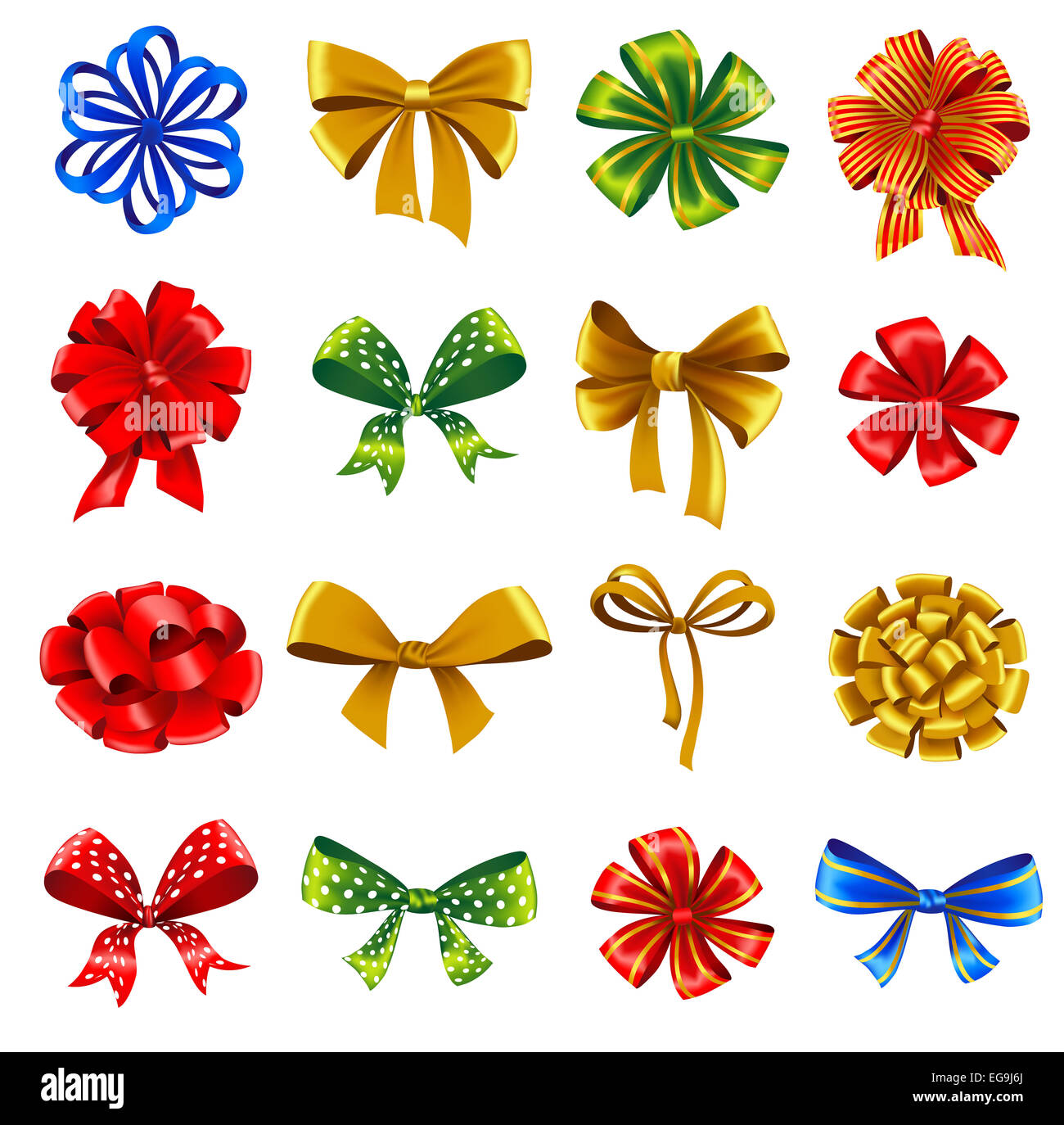 Set of gift bows with ribbons Stock Photo - Alamy
