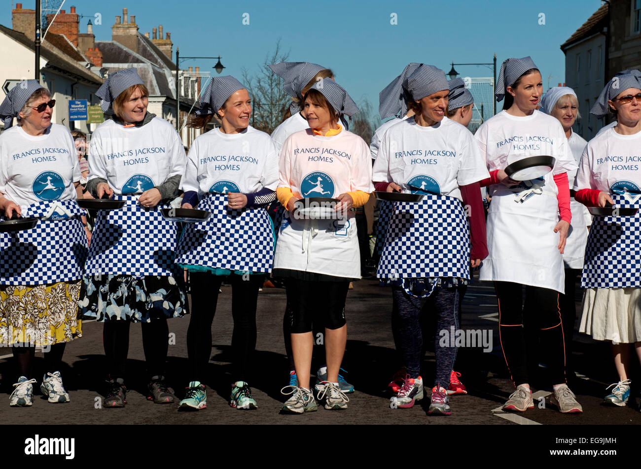 Olney pancake race, Buckinghamshire, England, UK Stock Photo - Alamy
