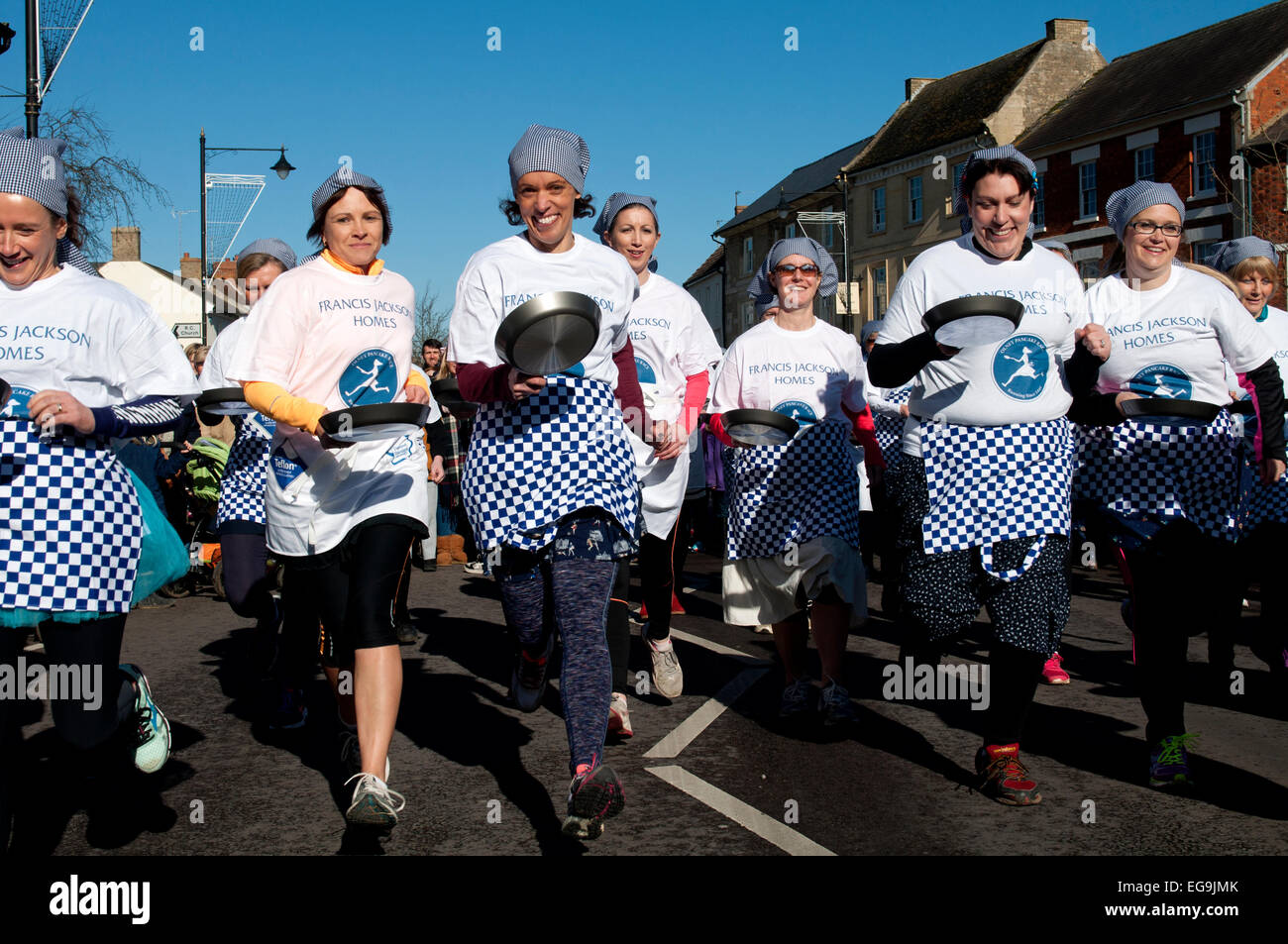 Olney pancake race, Buckinghamshire, England, UK Stock Photo - Alamy
