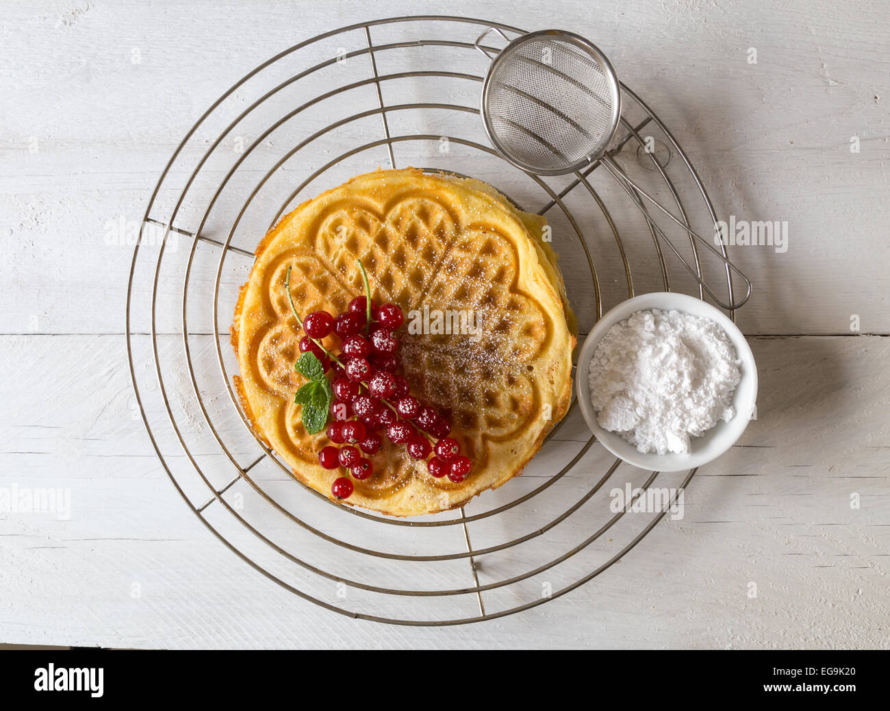 stacked homemade waffles to cool stored Stock Photo - Alamy