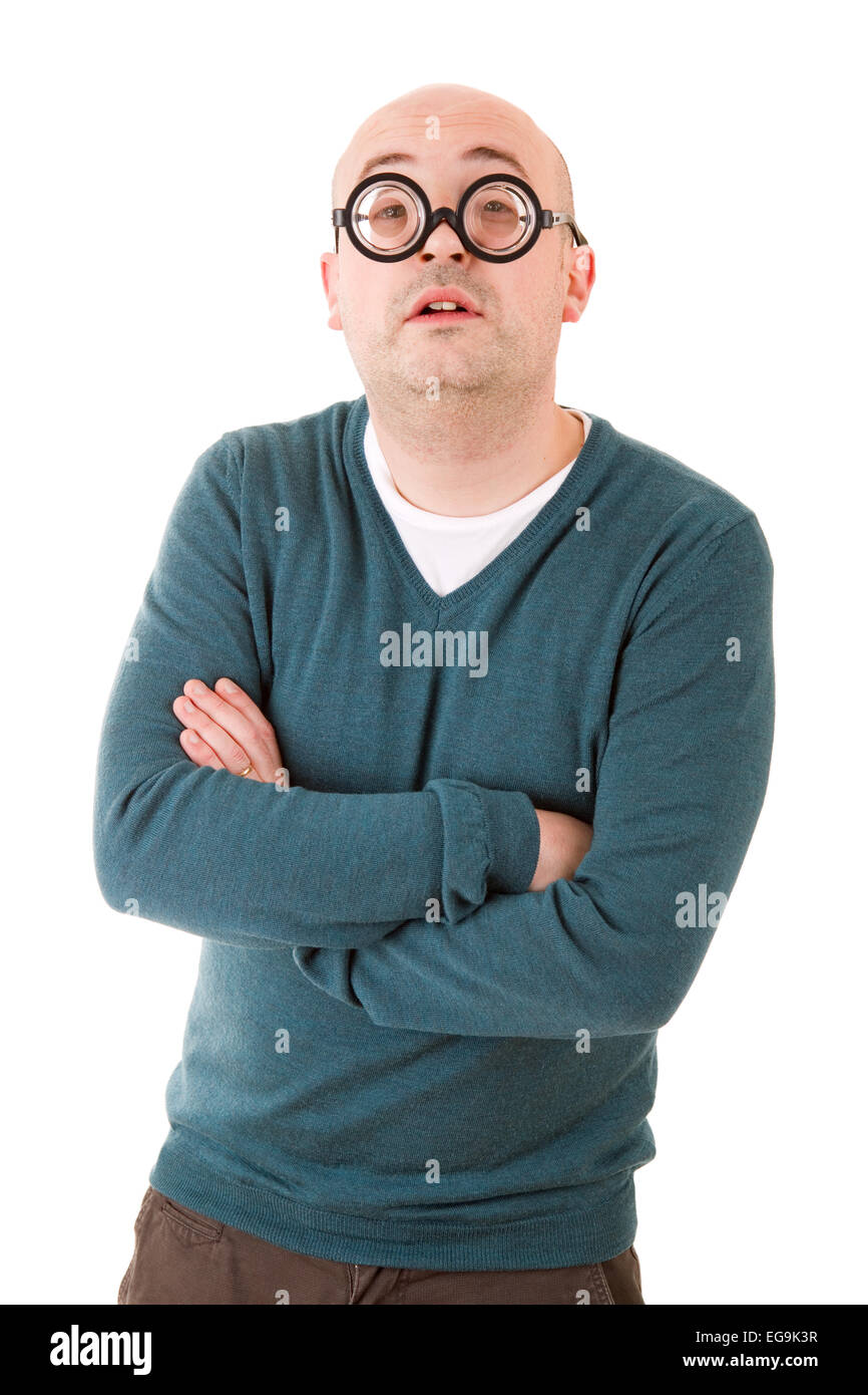 geek man isolated on white background Stock Photo - Alamy
