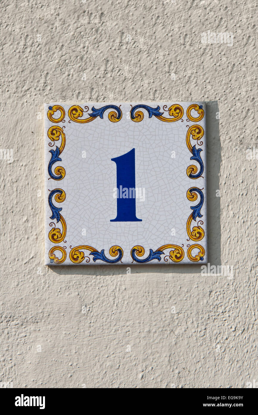 House number 1 on a plastered wall Stock Photo - Alamy