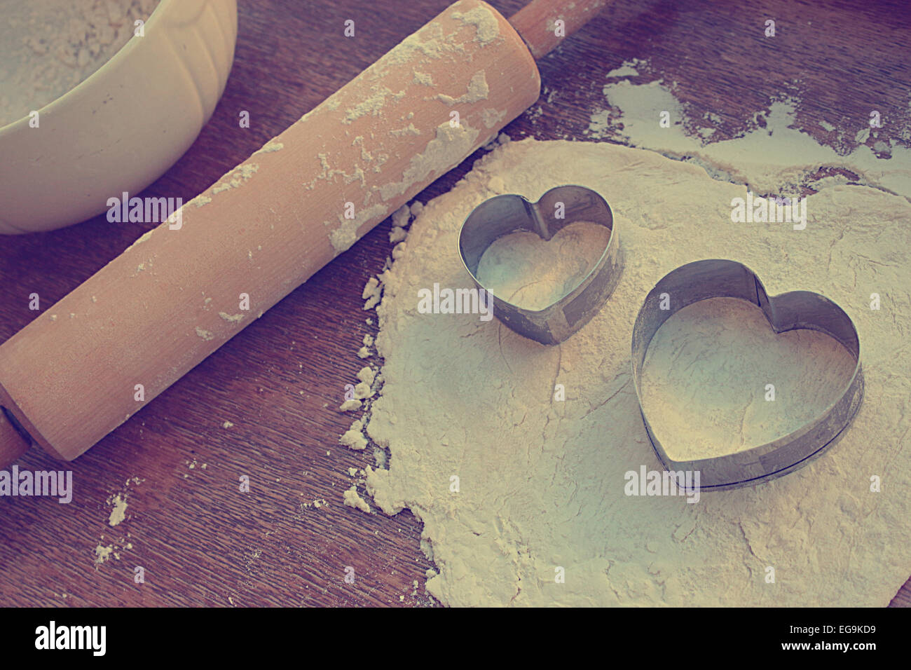Flour rolling pin heart hi-res stock photography and images - Alamy