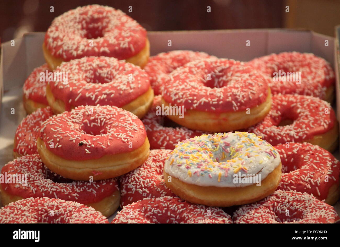 Box of assorted colorful donuts Stock Photo - Alamy