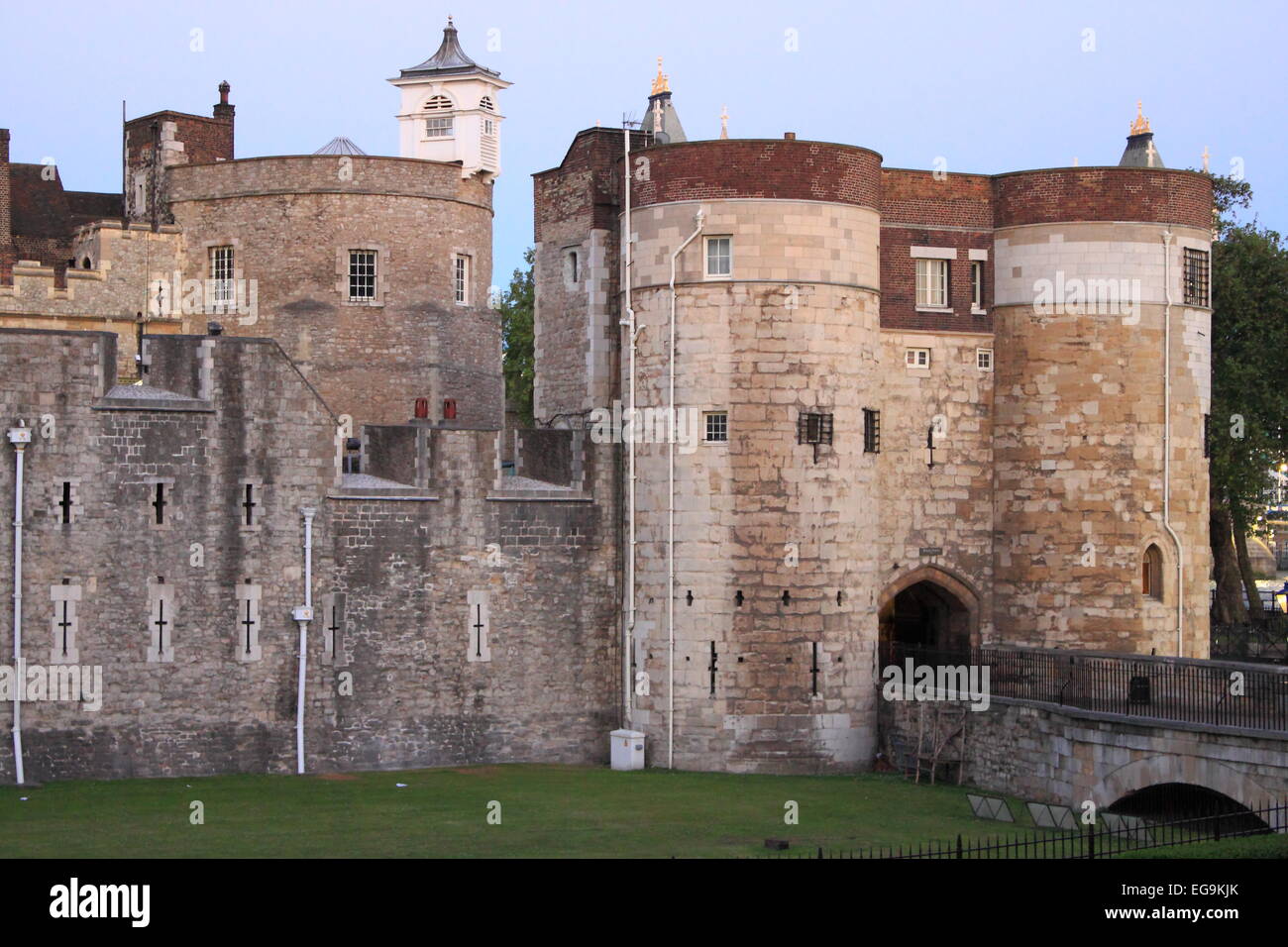 Main entrance of the stone fortress of the Tower of London, UK Stock ...