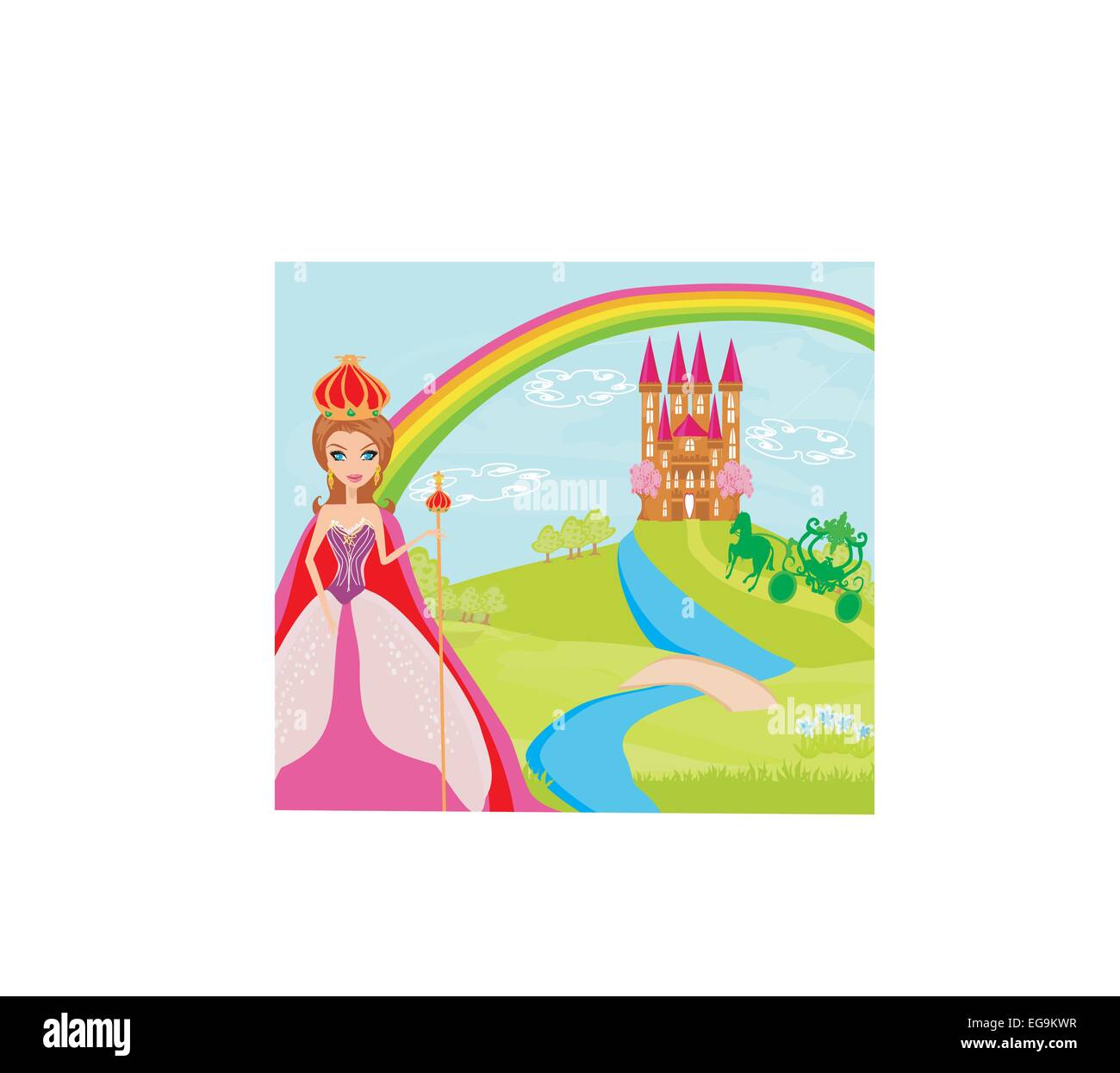 Beautiful young princess in front of her castle Stock Vector Image ...