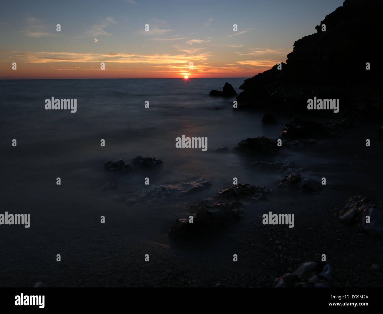Mijas beach seascape spanish sunset andalusia Stock Photo - Alamy