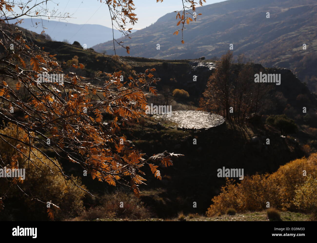 Capileira Valley. Threshing floor era autumn leaves Stock Photo - Alamy